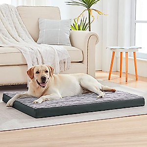 INVENHO Dog Beds for Large Dogs, Soft Plush Orthopedic Dog Bed, Waterproof Dog Crate Bed with Removable Cover and Nonskid Bottom, Egg Crate Foam Pet Bed Mat, Machine Washable (36"x27"x3")