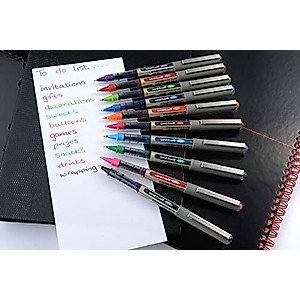 uni-ball UB-157 Eye Rollerball Pens. Premium Fine 0.7mm Ballpoint Tip for Super Smooth Handwriting, Drawing, Art, Crafts and Colouring. Fade and Water Resistant Liquid Uni Super Ink. Box of 12 Black
