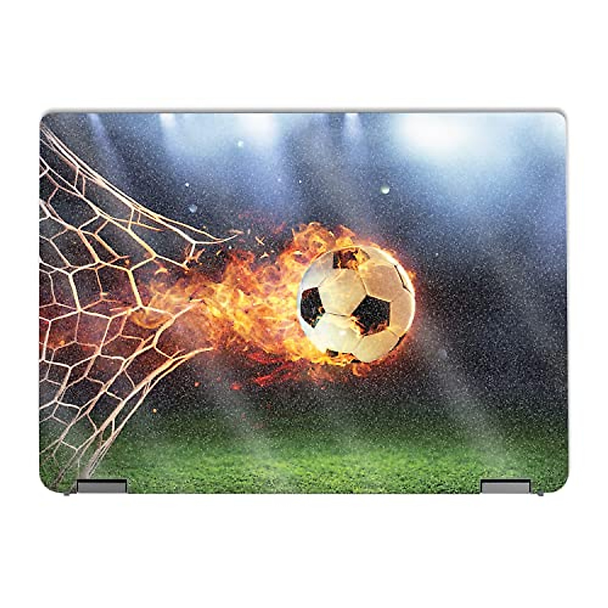 MightySkins Glossy Glitter Skin Compatible with Lenovo IdeaPad Flex 5 14" (2022) Full Wrap Kit - Flaming Soccer Ball | Protective, Durable High-Gloss Glitter Finish | Easy to Apply | Made in The USA