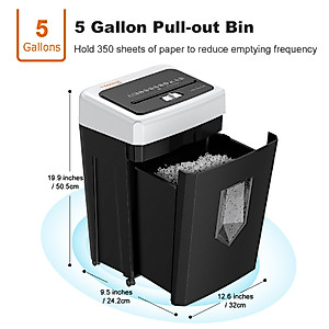 Bonsaii 14-Sheet Home Office Paper Shredder, 40-Minute Shredder for Home Use, Cross Cut Heavy Duty Shredder, CDs, Mails, Staple, Clip, with 4 Casters (C169-B)