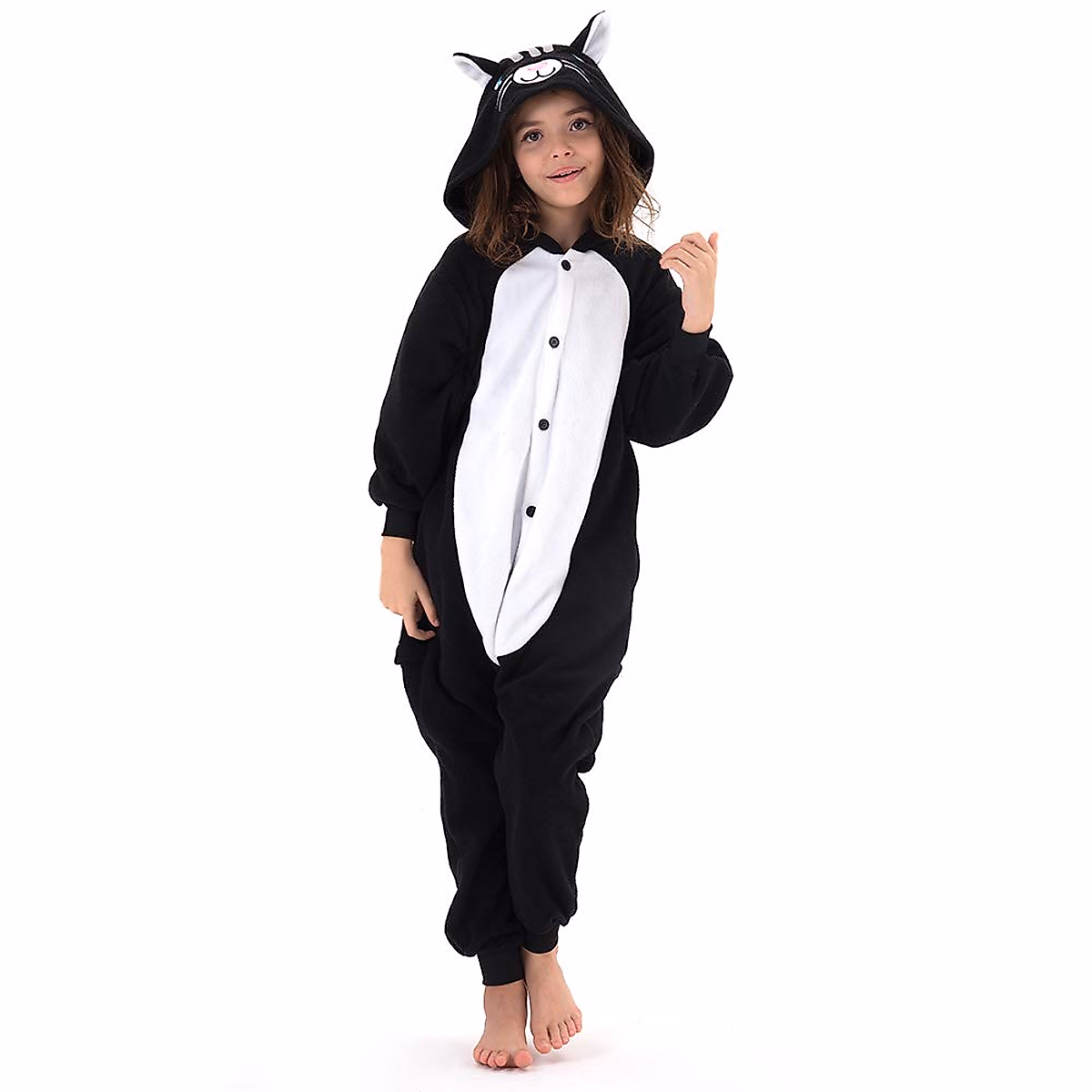 Beauty Shine Kids Onesie Unisex Child Animal Costume Sleepwear Jumpsuit Christmas Halloween Cosplay Pajamas Black Cat