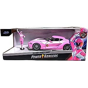 Jada Toys Mighty Morphin Power Rangers 1:24 Toyota FT-1 Concept Die-cast Car w/ 2.75" Pink Ranger Figure, Toys for Kids and Adults