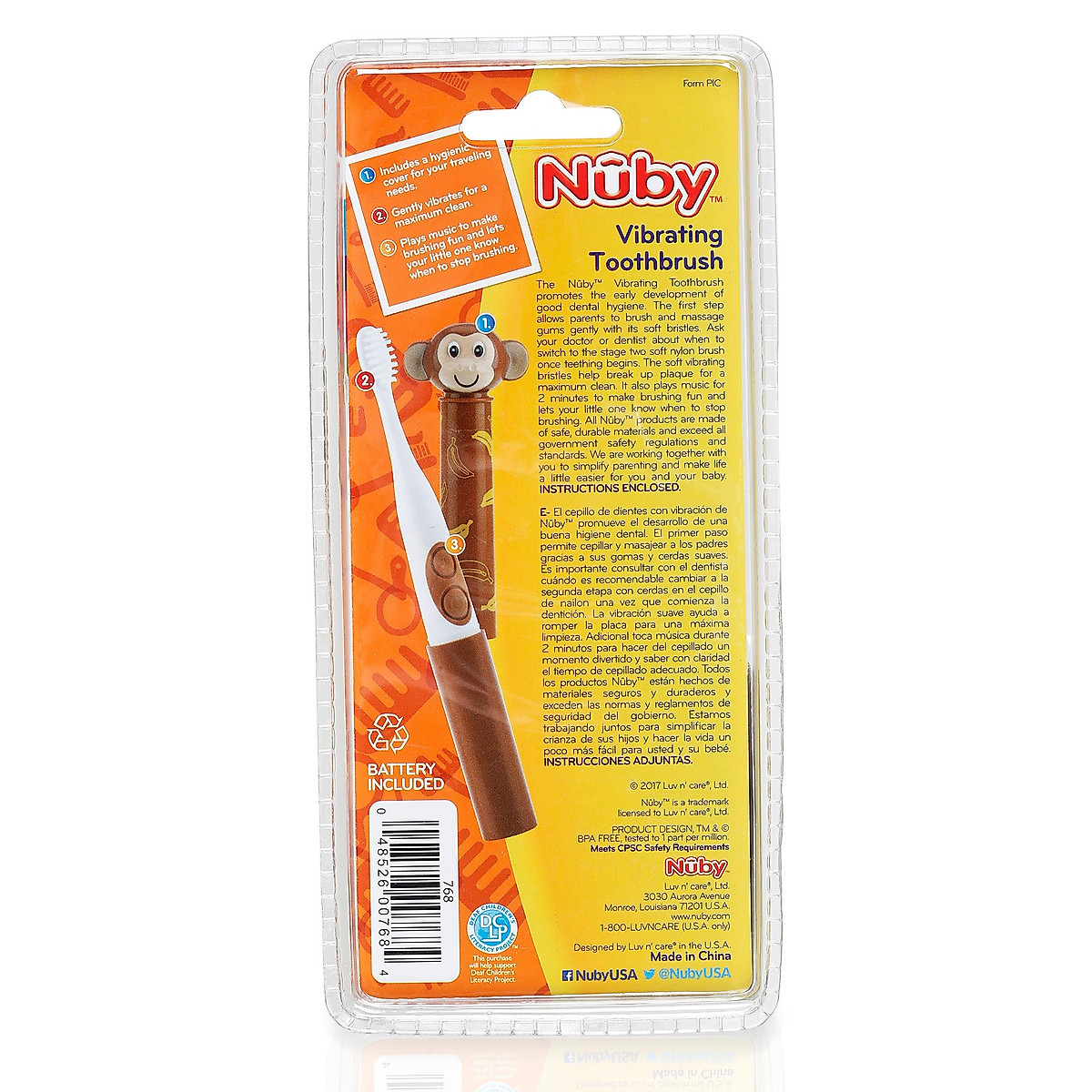 Nuby Electric Toothbrush with Animal Character, Monkey