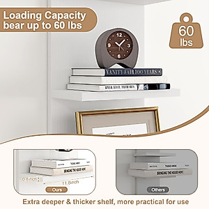 Fun Memories 5 Tier Wall Shelf Unit, Decorative Wall Mount Vertical Shelving, Floating Storage Home Decor Organizer Tall Tower Design Utility Shelving Bedroom Living Room, White