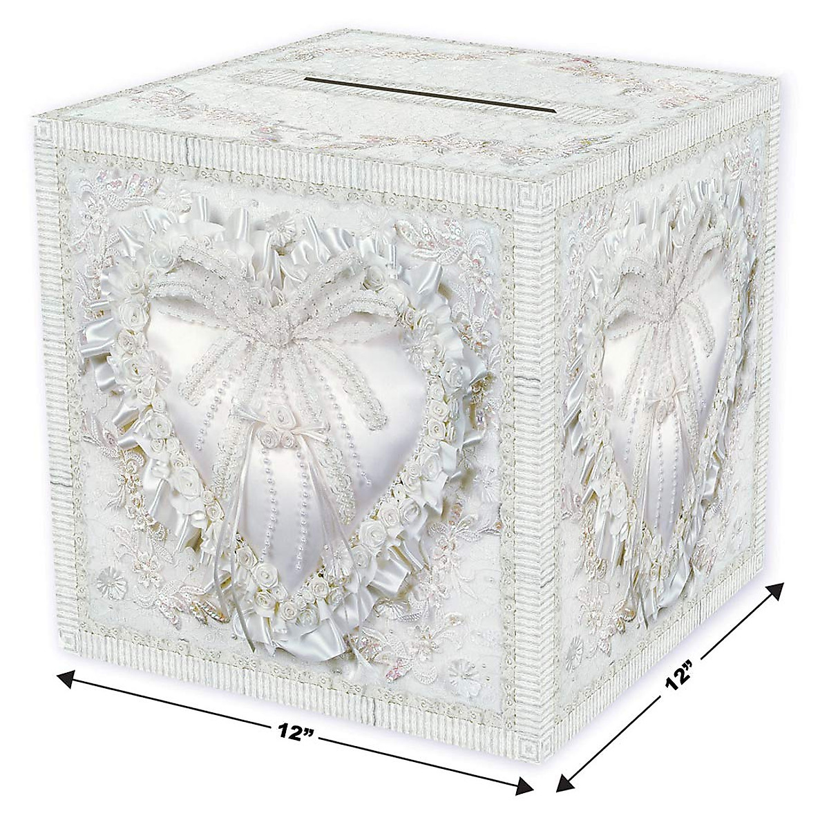 Beistle Durable Paper Card Box Wedding Party Supplies Anniversary Decorations, 12" x 12", White