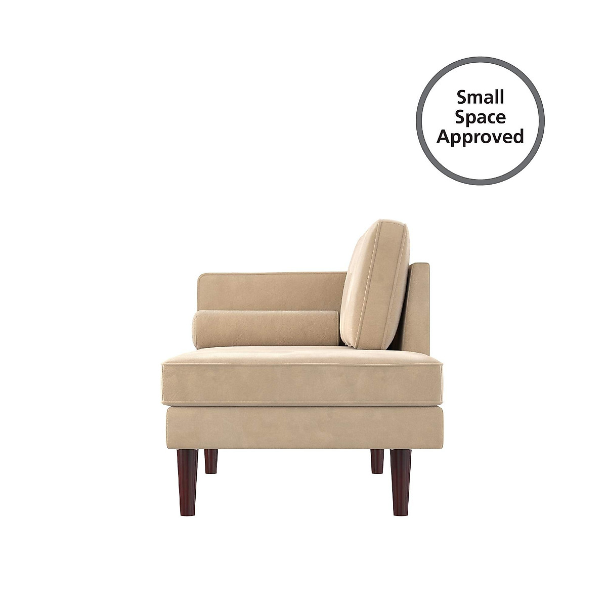 DHP Nola Mid Century Modern Upholstered Daybed and Chaise Lounger, Ivory Velvet