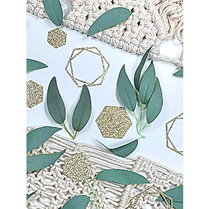 Greenery Baby Shower Decorations, Bridal Shower Table Decorations, Hexagon Confetti, Artificial Eucalyptus Leaves with Willow Leaves Confetti, Handmade