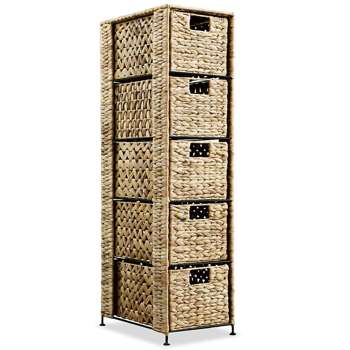 Gecheer Storage Unit with 5 Baskets 10"x14.6"x39.4" Water Hyacinth D320509C