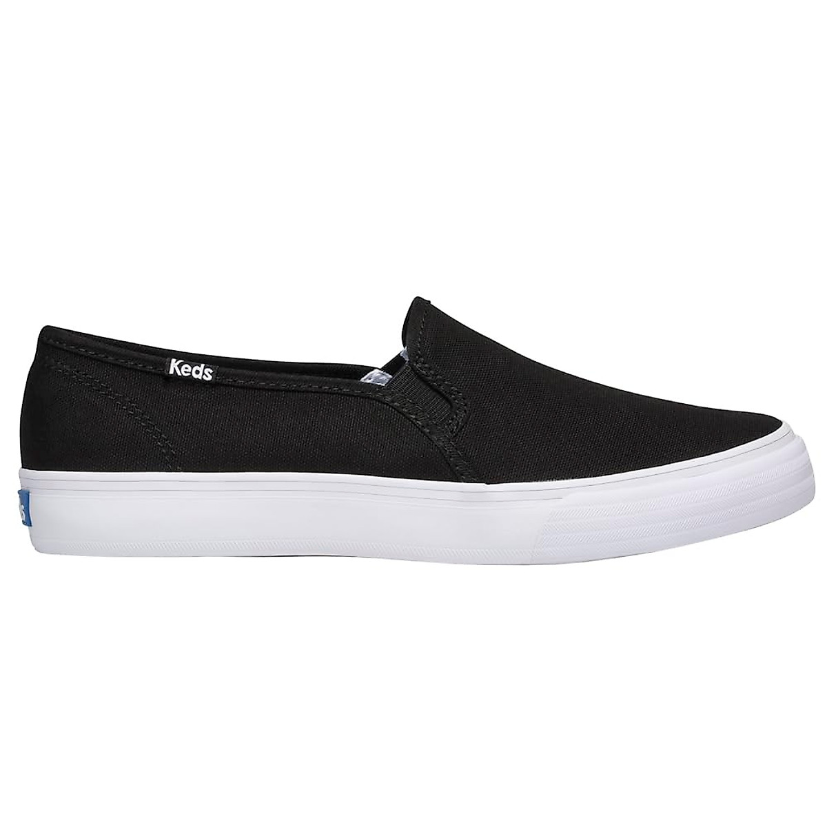 Keds Double Decker Slip on, Sneaker Womens, Black Canvas, 8.5 Medium