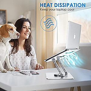 Adjustable Laptop Stand with 360° Rotating Base, ZKSIND Ergonomic Laptop Riser for Collaborative Work, Dual Rotary Shaft Fully Foldable for Easy Storage, Fits MacBook/All Laptops up to 17 inches