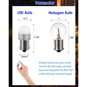 Noobibaba 1156 LED Bulb 1141 LED Bulb P21W BA15S LED Bulb 1383 LED Light Bulb for Landscape Light Bulbs 2W 12V 24V Warm White 2700K 6-Count