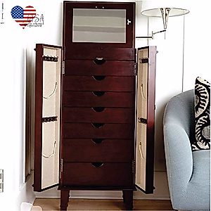 Hives and Honey Cabby Fully Locking Jewelry Cabinet, CHERRY