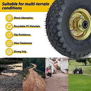 Sutekus 10" Replacement Tires 4.10/3.50-4” Air Tires Rubber Wheels With 5/8" Axle Bore Hole for Carts, Scooter, Hand Trucks, 2Pack