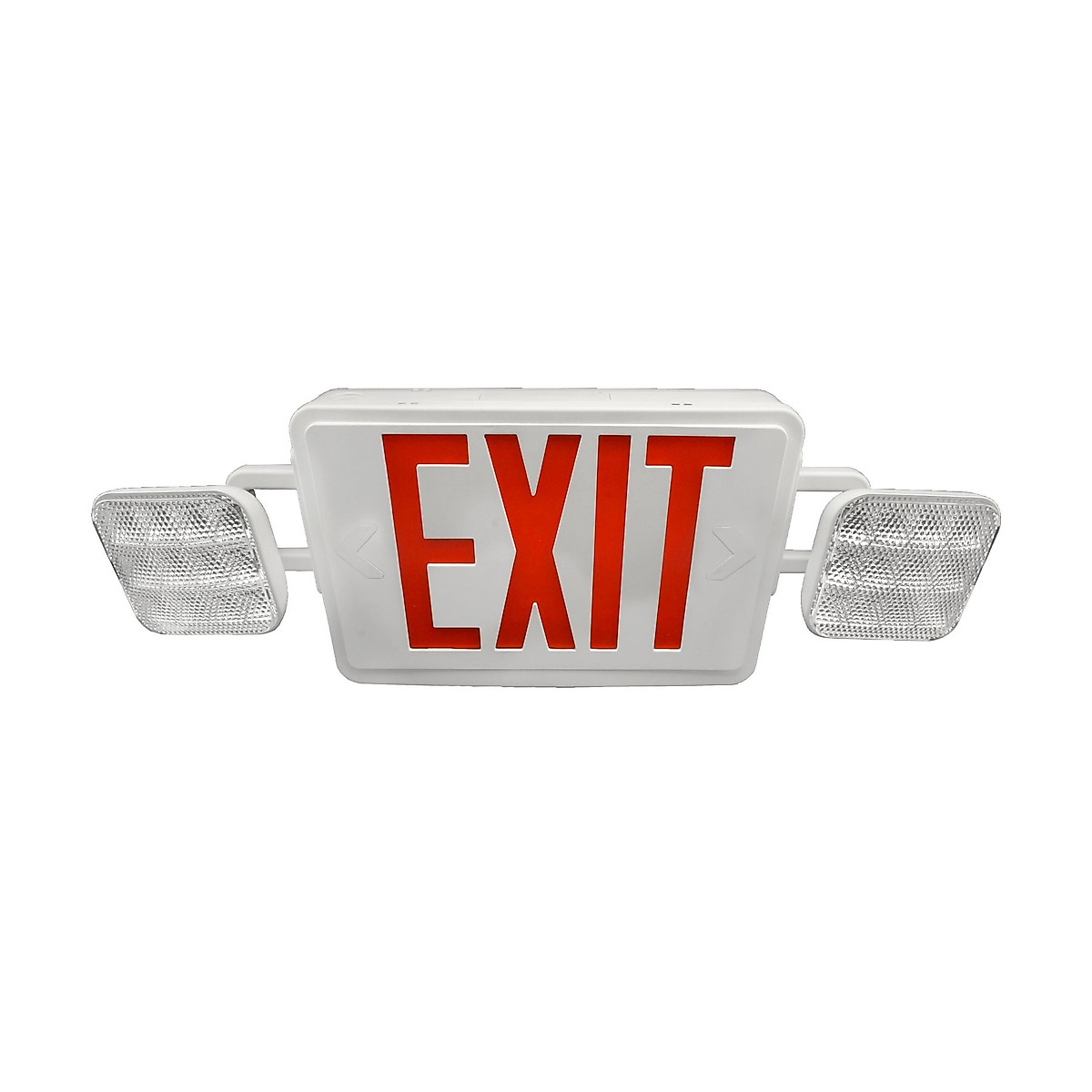 NICOR Lighting Remote Capable LED Emergency Exit Sign with Dual Adjustable LED Heads, White with Red Lettering (ECL1-10-UNV-WH-R2R)