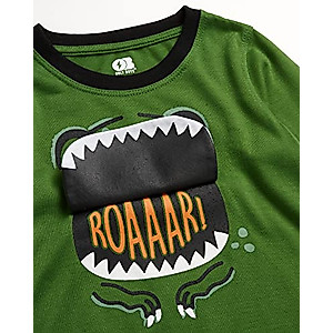Only Boys Baby Pajamas - 2 Piece 3D Graphic Long Sleeve Shirt and Sleepwear Pants (2T-4T), Size 3T, Green Dinos
