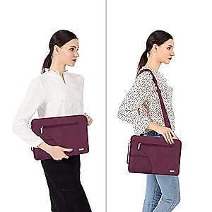 MOSISO Laptop Shoulder Bag Compatible with MacBook Air/Pro,13-13.3 inch Notebook,Compatible with MacBook Pro 14 2023-2021 A2779 M2 A2442 M1, Polyester Briefcase Sleeve with Side Handle, Burgundy