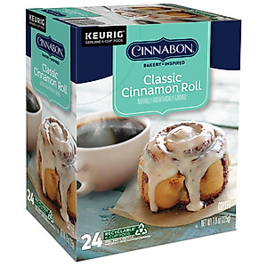 Cinnabon Classic Cinnamon Roll, Single-Serve Keurig K-Cup Pods, Flavored Coffee, 24 Count (Pack of 4)