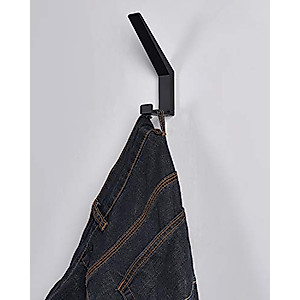 VOROMADU Coat Hooks Wall Mounted Towel Hook Heavy Duty Aluminum Double Robe Hanger for Bathroom Kitchen Office Farmhouse 2 Pack Anodized (Black)