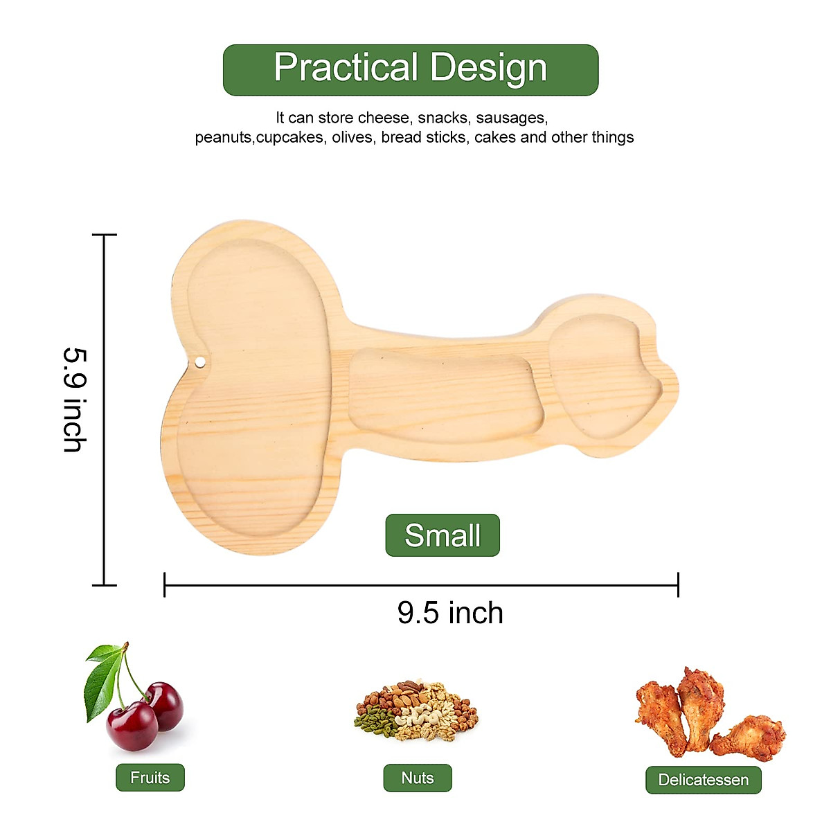 1 Pack Wood Board Cheese Aperitif Tray Charcuterie Boards, 9.5"x 5.9" Funny Kitchen Wine Meat Platter Unique Bachelorette Party Women Gifts for Housewarming Bachelor Party, Anniversary Wedding Couple