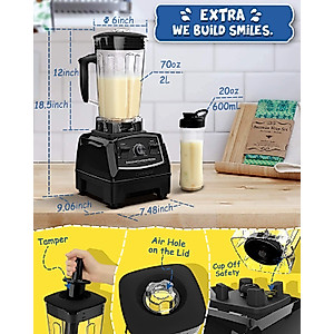CRANDDI Professional Blender,1500 Watt Commercial Blenders for Kitchen with 70oz BPA-Free Pitcher and Self-Cleaning, Countertop Blenders for Shakes and Smoothies, Build-in Pulse, YL-010-B