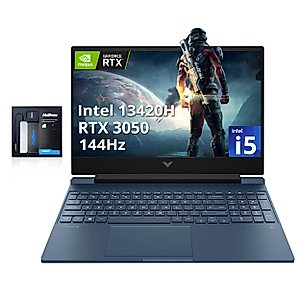 HP Victus 15.6'' FHD 144Hz Gaming Laptop, Intel Core i5-13420H, NVIDIA GeForce RTX 3050, 16GB RAM, 512GB SSD, Backlit Keyboard, Wi-Fi 6, HD Camera, Win 11 Pro, Blue, 128GB Hotface Extension Set