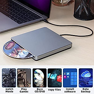 NOLYTH External CD DVD Drive USB 3.0 Type-C Slot-in CD/DVD Burner Slim DVD Player for Laptop Disk Drive CD Reader Optical Drive CD ROM External Drive for Laptop Mac PC Windows MacBook Apple Desktop