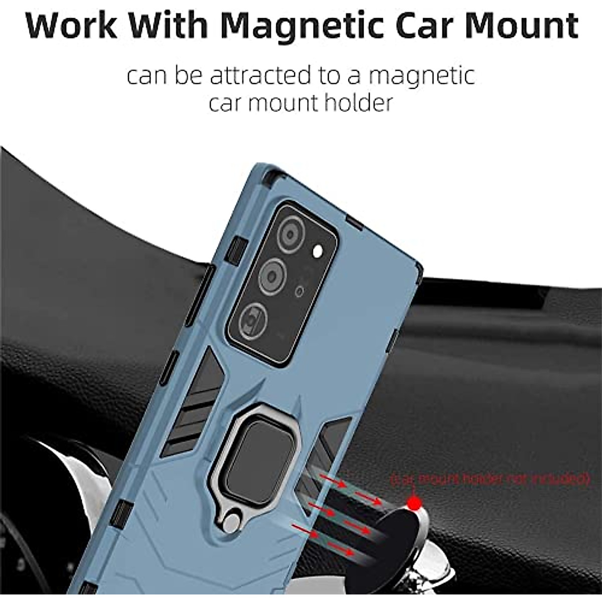 AKABEILA Case for Samsung Galaxy A14 5G Shockproof Silicone Phone Case Heavy Duty Full Body Armour Dual Layer Protective Cover with Finger Ring Kickstand [Support Magnetic Car Mount]