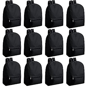 Amylove 12 Pack Backpack in Bulk 17 inch Lightweight Student Outdoor Travel Book Bag Kid Classic School Bookbag for Boy Girl (Black)