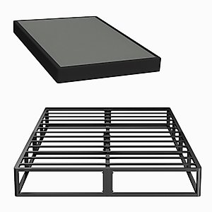 Queen Box Spring, 10 inch Box Spring for Queen Bed, Heavy Duty Metal Bed Frame with Fabric Cover, 3000lbs Max Weight Capacity Bed Base Mattress Foundation, Easy Assembly, Noise Free, Black