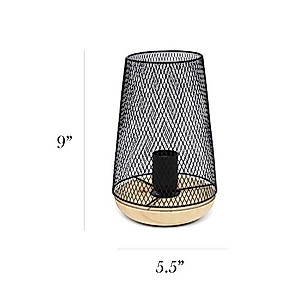 Simple Designs LT1074-BLK Wired Mesh Uplight Table Lamp, Black,5.5 x 5.5 x 9