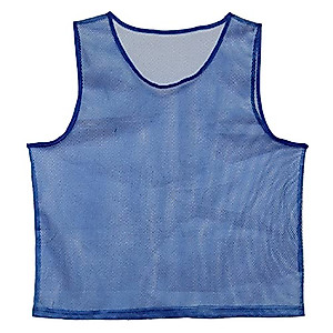 Get Out! Set of 12 Scrimmage Vest Pinnies for Teen/Adult in Red and Blue – Nylon Mesh Jerseys for Any Sport