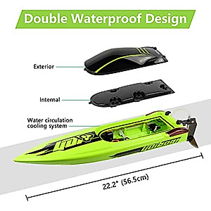 Cheerwing 22" Large RC Racing Boats, Brushless Remote Control Boat 40 Km/h with LED Lights High Speed for Adults and Kids