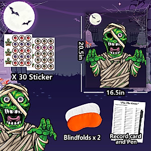 TYHJOY Halloween Party Games for Kids Pin The Eyeball On The Zombies Game Halloween Party Activities Party Supplies Decorations
