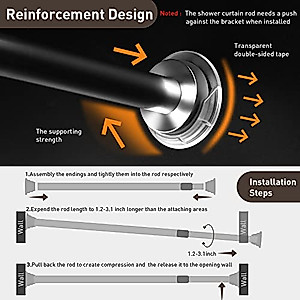 Shower Curtain Rod Holder, Adhesive Shower Rod Tension Retainer for Wall, No Drilling, Heat Resistant, Waterproof, Transparent 4 Pack(Shower Curtain Rod Not Included)