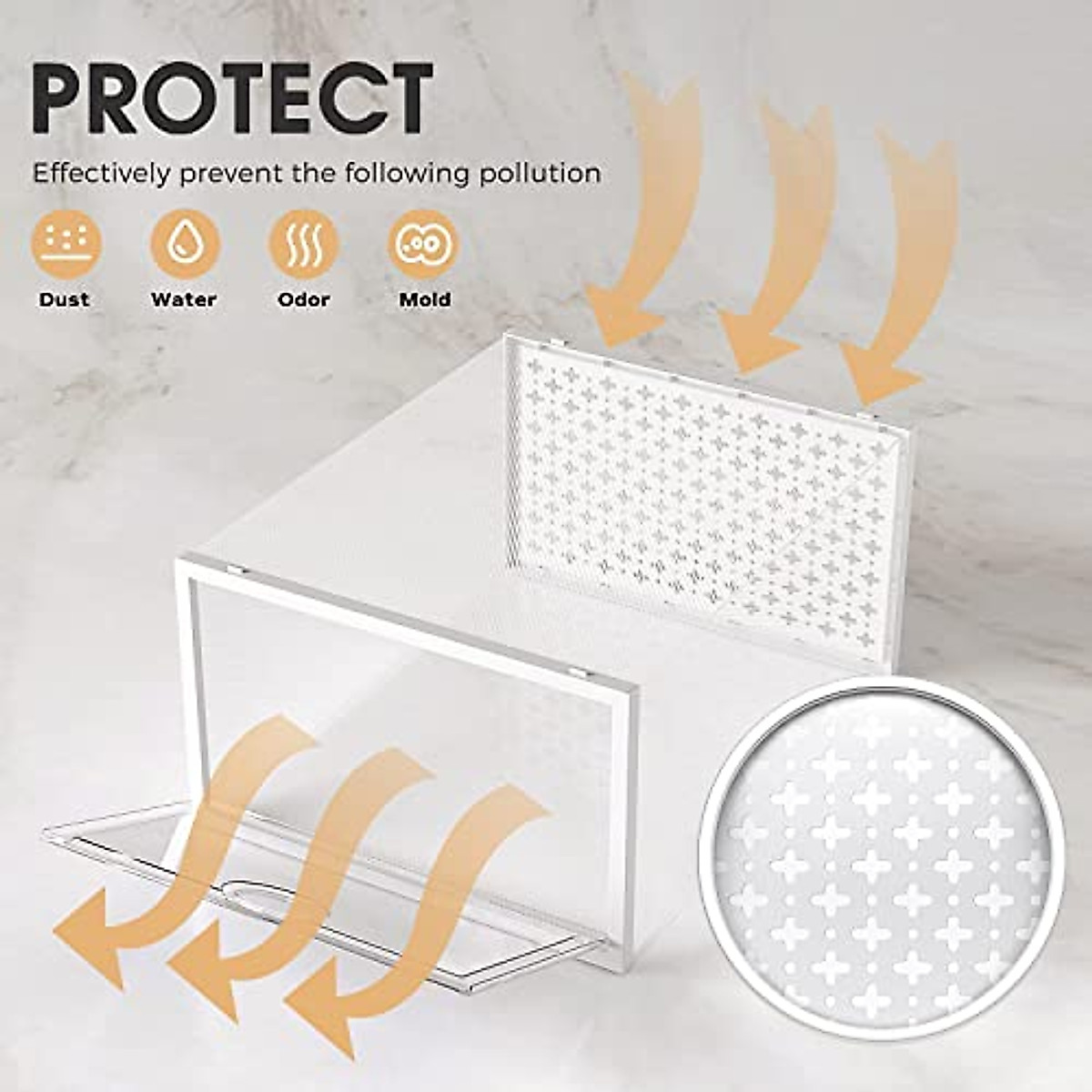 Pinkpum 12 Pack Shoe Storage Boxes, Clear Stackable Shoe Containers for Closet, Foldable Sneaker Storage Fit for Size 11