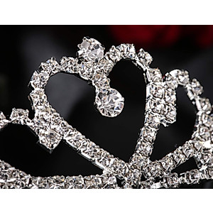 Lovelyshop Mini Heart Rhinestone Tiara for Wedding Bride Prom Birthday Pegeant Prinecess Party-1 Pack