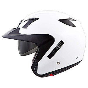 ScorpionEXO CT220 Open Face Adjustable Visor Dropdown Visor Adult DOT Approved Motorcyle Helmet Solid (White, XX-Large)