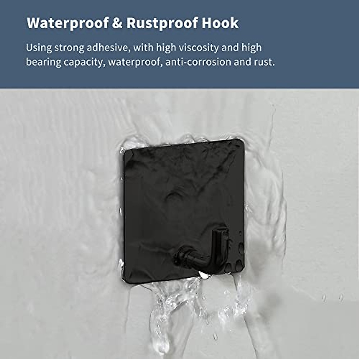 Self Adhesive Hook, Waterproof in Shower Hooks for Hanging Loofah, Towels, Clothes, Robes for Bathroom Stainless Steel Removable Adhesive Wall Hook Heavy Duty Stick on Hooks 4 Pcs (Black 4 PCS)
