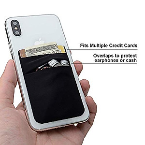 Hoblaze Phone Card Holder Stretchy Lycra Wallet Pocket Credit Card ID Case Pouch Sleeve Adhesive Sticker Compatible with iPhone Samsung Galaxy Android Smartphones - 3Pack Black