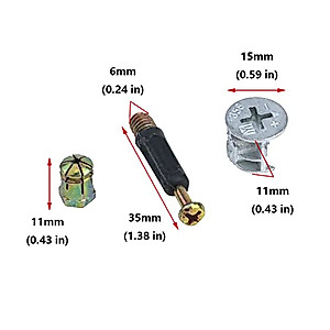Antrader Furniture Side Knock Down Furniture Cam Lock Connecting Fitting Pre-Inserted Nut Dowels Connector Assembly 30 Sets (358 Fitting+35mm Fitting Screw+Nuts)