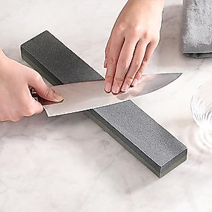 New Star Foodservice 36497 Combination Sharpening Stone Knife Sharpener, 12" x 2" x 1", Gray