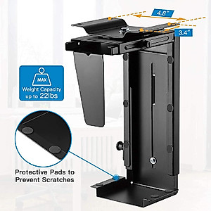 CPU Holder Under Desk Mount - Adjustable Wall PC Mount with 360° Swivel, Heavy Duty Computer Tower Holder Holds up to 22lbs by HUANUO