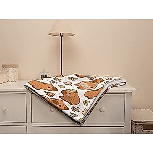ARTBLANKET Capybara Floral Throw Blanket Fannel Fleece Super Soft Funny Blanket Travel Throw Blanket for Bed Couch Sofa 40 x 30 Inch for Baby
