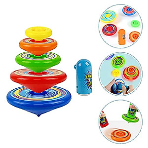 1 Set Stacking Kids Stackable Tops Funny Gyro Rotating Tops Rainbow Tower Stacker for Girl Boy Xmas Gifts Random Color