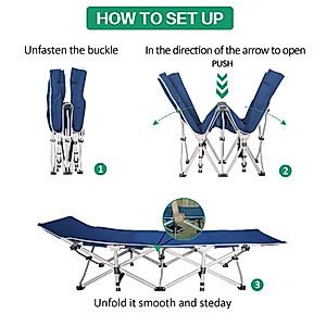 Faysore Camping Cot Cots for Sleeping with Mattress Cots for Camping for Adults with Camfortable Pad Heavy Duty Camping Bed with Carry Bag Folding Cot for Hiking Home Office Nap and Vacation