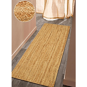 RIANGI Jute Rug Runner - 2x10 Runner Rug, Natural Fiber Hand Woven Rug for Kitchen, Bedroom Or Living Room - Boho Farmhouse Style 2X 10 Foot Runner Rug, Braided Design Area Rug for Floor Decor