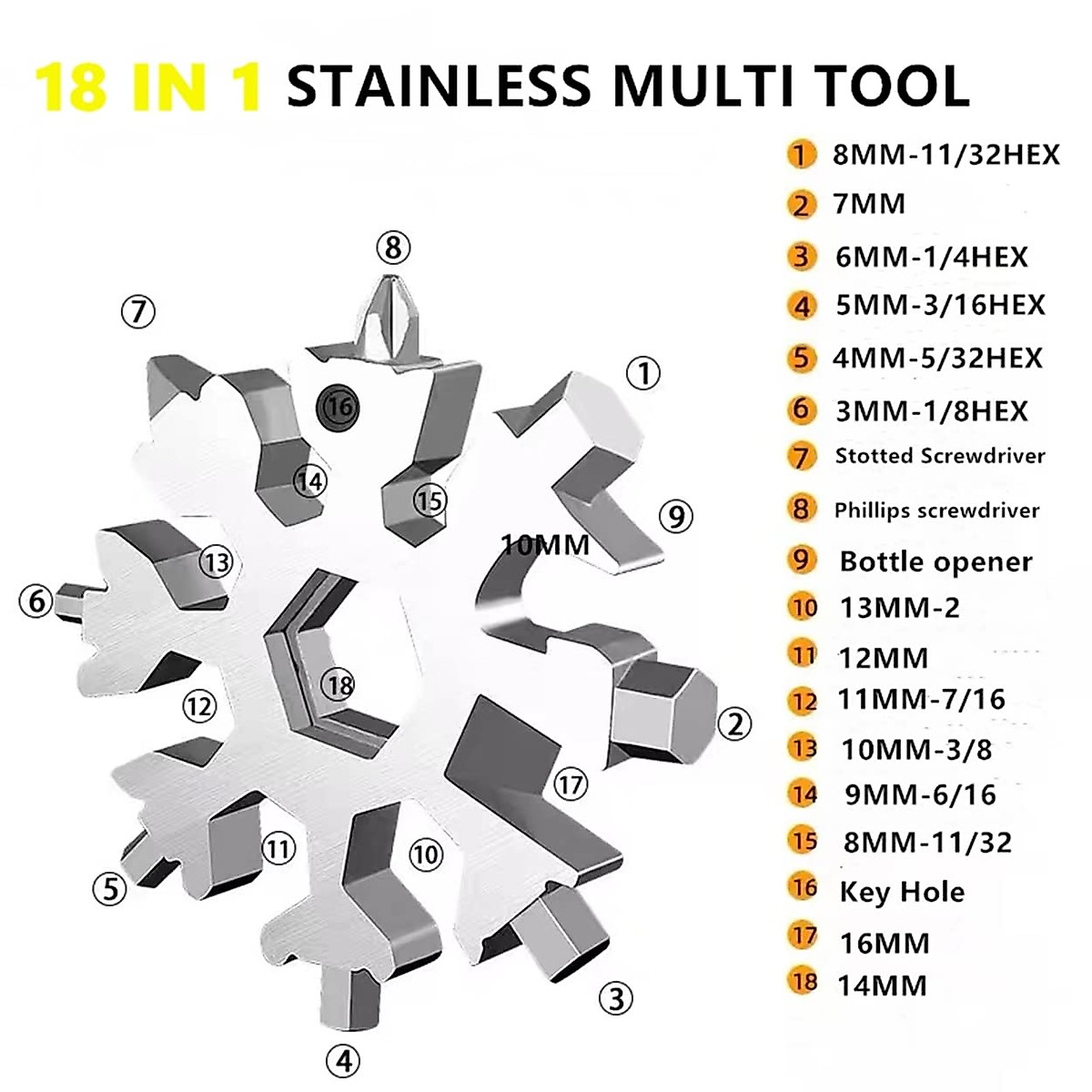 Mens Stocking Stuffers, 18 in 1 Snowflake Multitool, Stocking Stuffers for Adults, Christmas Gifts for Men,Birthday Gifts for Men Husband, Gadgets Gifts for Women, Snowflake Multi-Tool,Mens Gifts