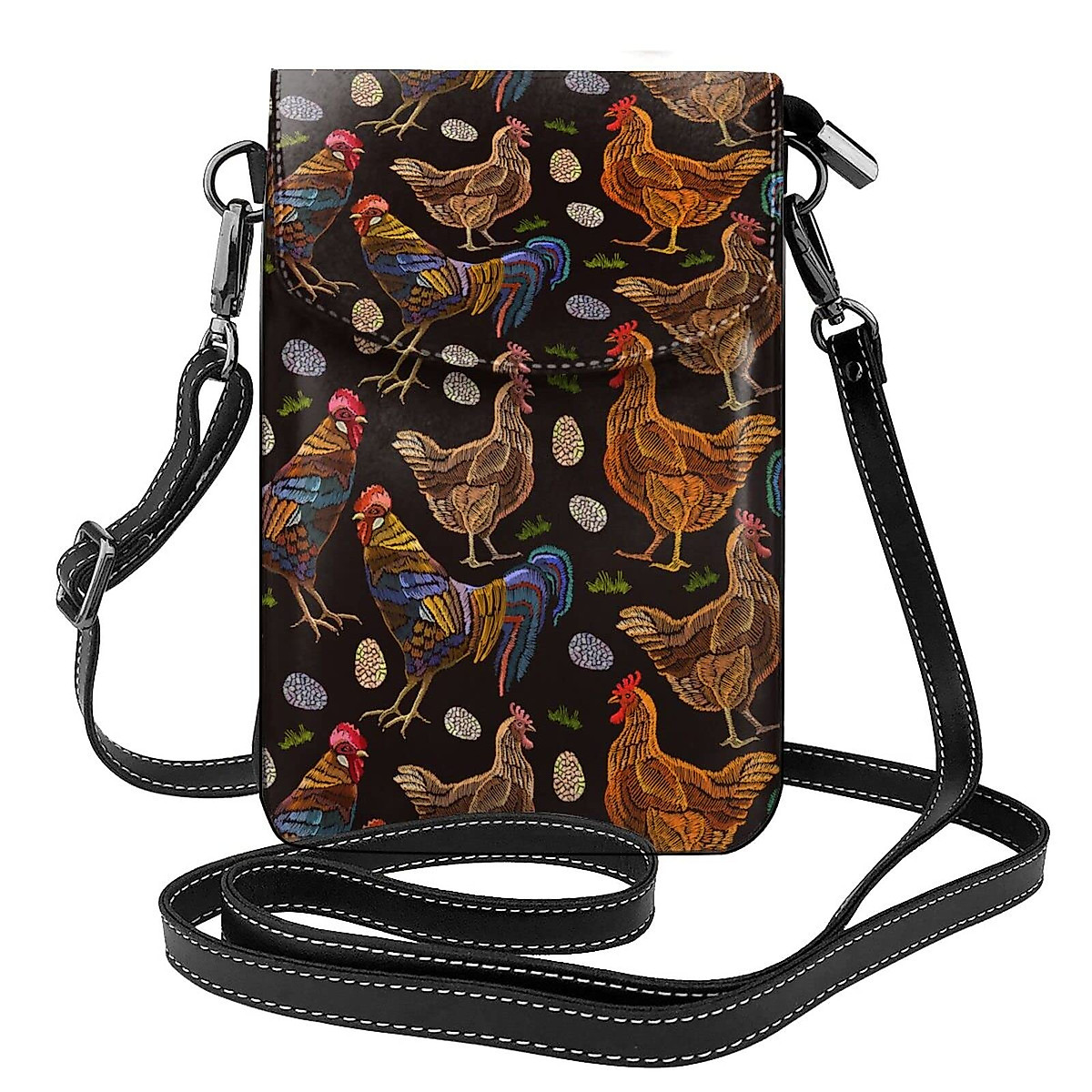 Small Crossbody Bags for Women Mini Cute Cell Phone Purse With Credit Card Slots PU Leather Crossbody Handbag for Teen Girl Chicken And Eggs