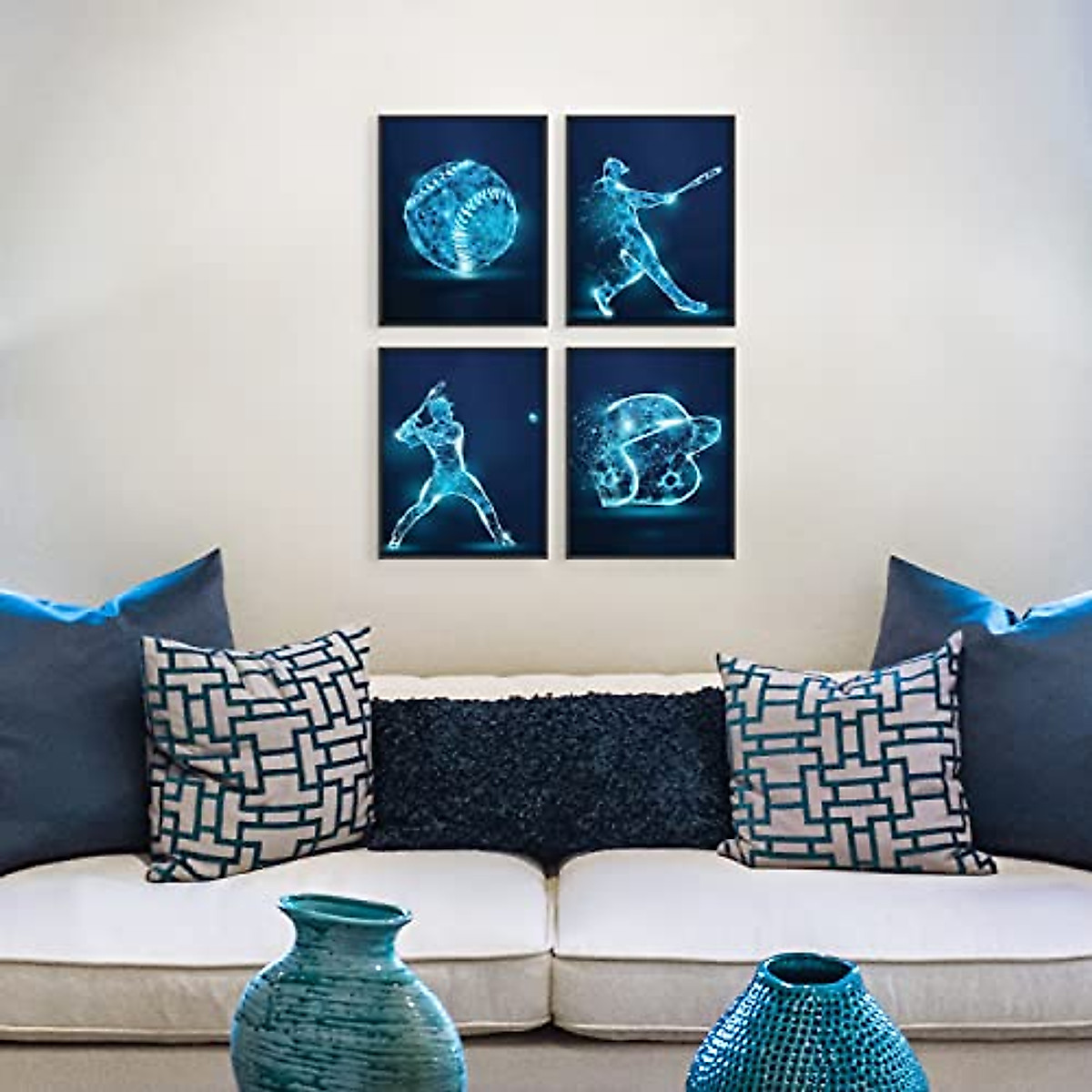 Baseball Wall Art Prints - Set of 4 (8x10) Unframed Baseball Posters - Baseball Room Decor For Men Kids Teenagers - Baseball Poster Set For Bedroom Man Cave - Baseball Wall Decor Dorm - Baseball Boys Bedroom Decor - X-Ray