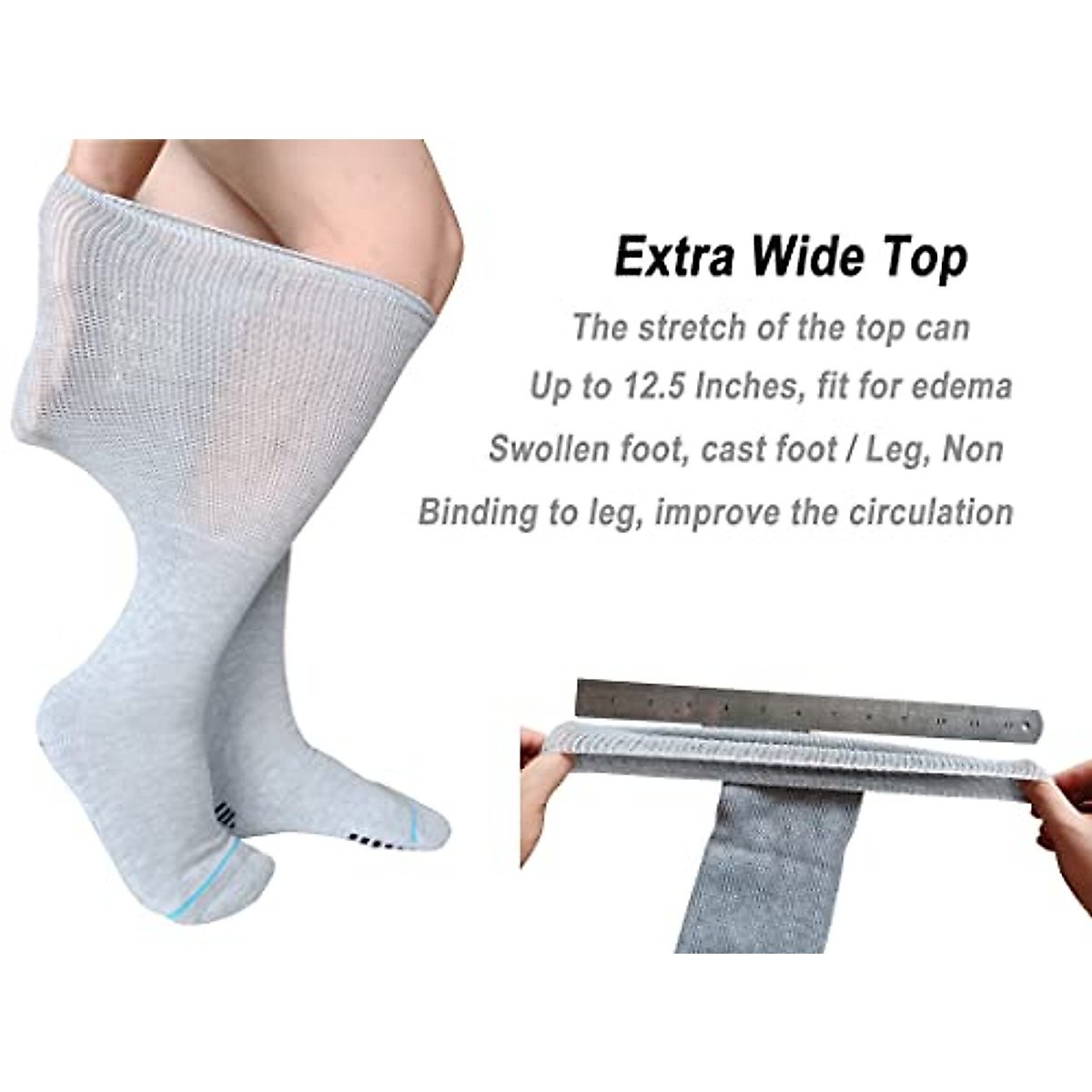2 Pairs Walking Boot Socks for Orthopedic Walker Brace, Replacement Sock Liner Knee High Tube Socks Under Air Cam Walkers and Fracture Boot, Medical Air Cast Socks for Surgical Leg Cover